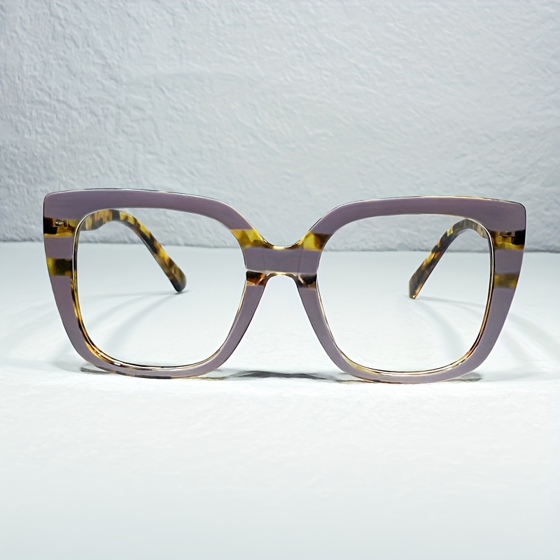 Blue Light Blocking Glasses Large Cat Eye Color Block Frame - Temu Qatar