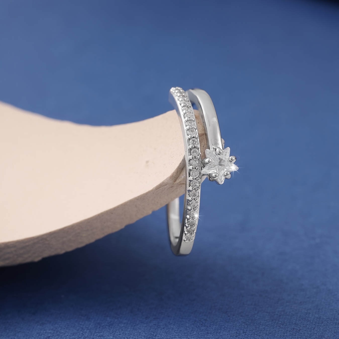 Exquisite Star Zircon Ring White Finger Ring Elegant Style - Temu ...