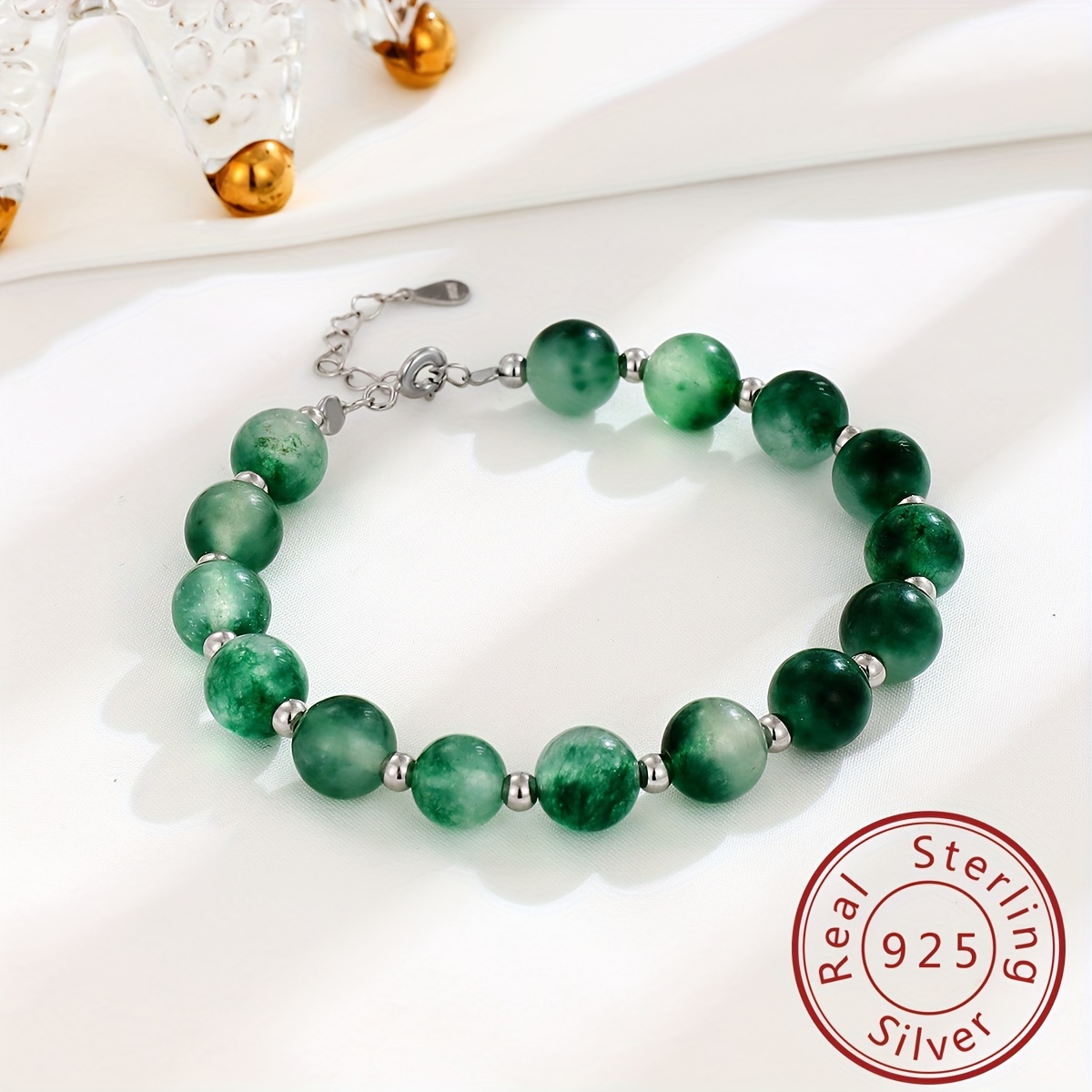 925 Sterling Silver Chalcedony Gemstone Bracelet Elegant - Temu Norway