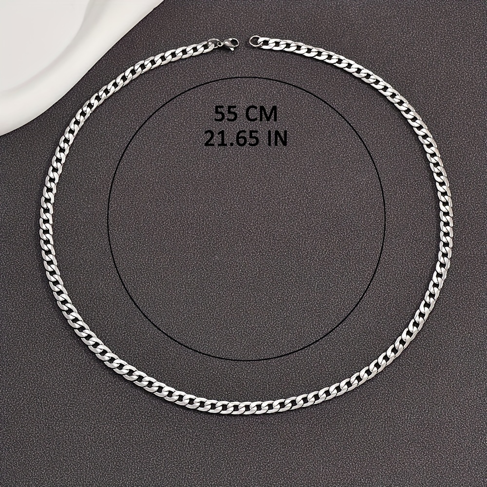 Simple Stainless Steel Embossed Chain Necklace For Men Daily - Temu ...