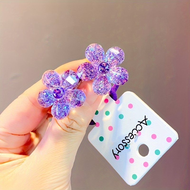 2pcs Cute Flower Hair Ties Girls Hair Accessories - Sports & Outdoors ...