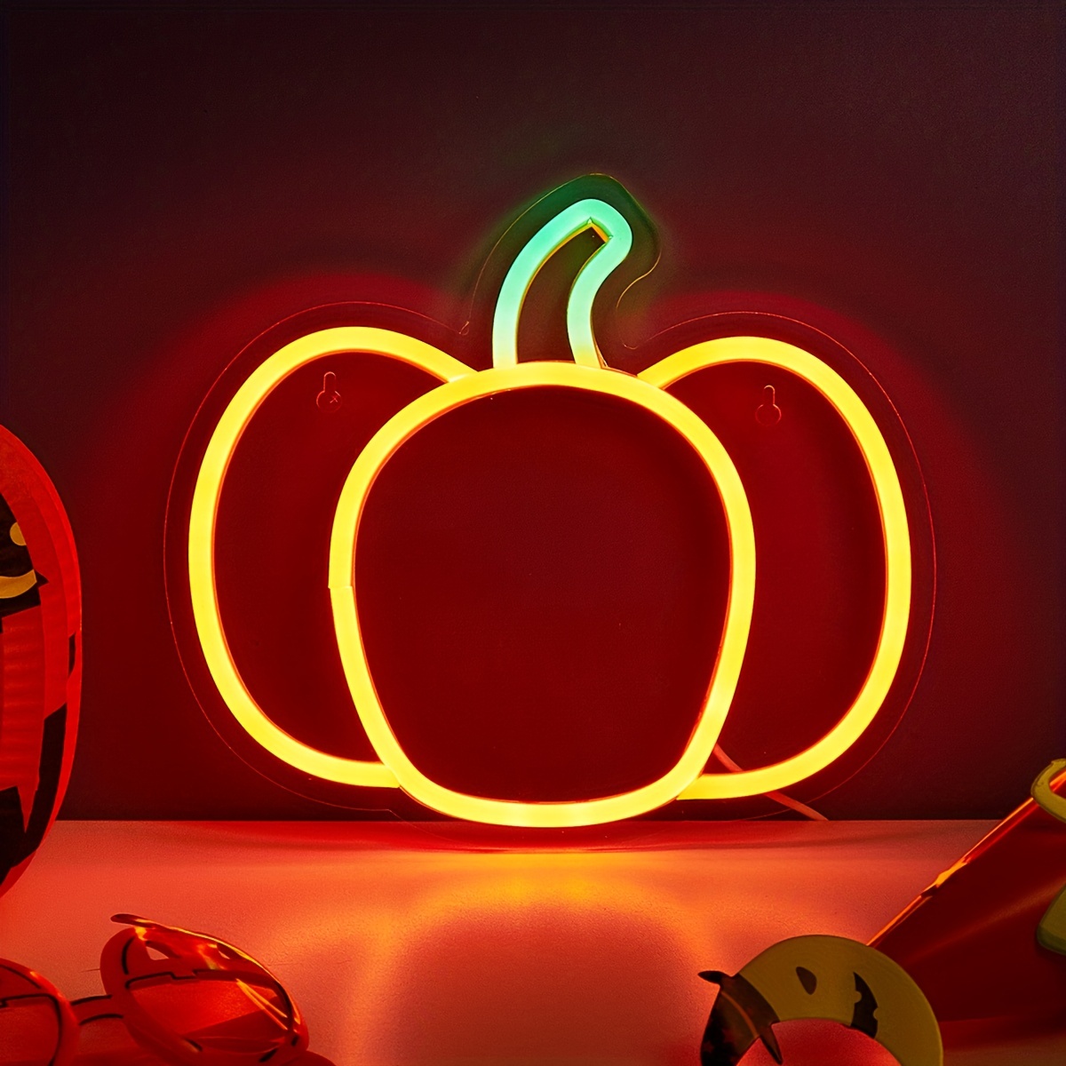 Pumpkin Shaped Led Neon Sign, Usb Powered For Bedroom Room Wall ...