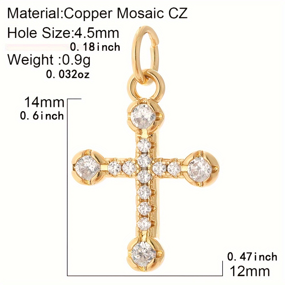 Golden Plated Copper Pendants Inlaid Rhinestones Cross Theme - Temu ...