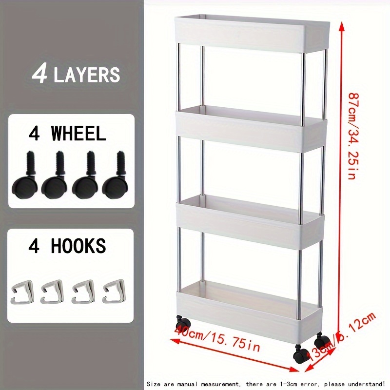 1pc 3 Tier 4 Tier Storage Rack Small Shelf Movable - Temu Canada