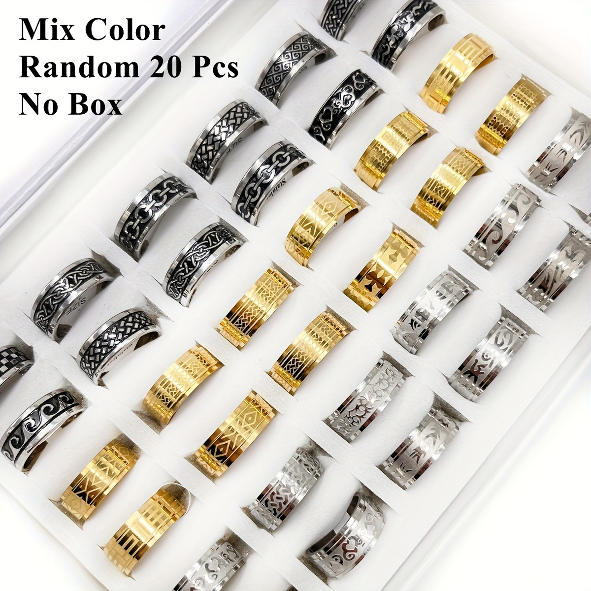 Bag Stainless Steel Rings Mix Sizes Mix Styles Three Colors - Temu ...