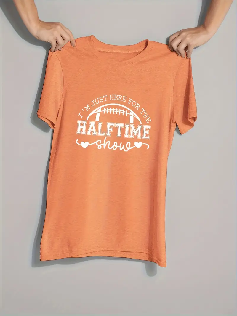 Halftime Letter Print T Shirt Plus Size Short Sleeve Crew Temu Australia