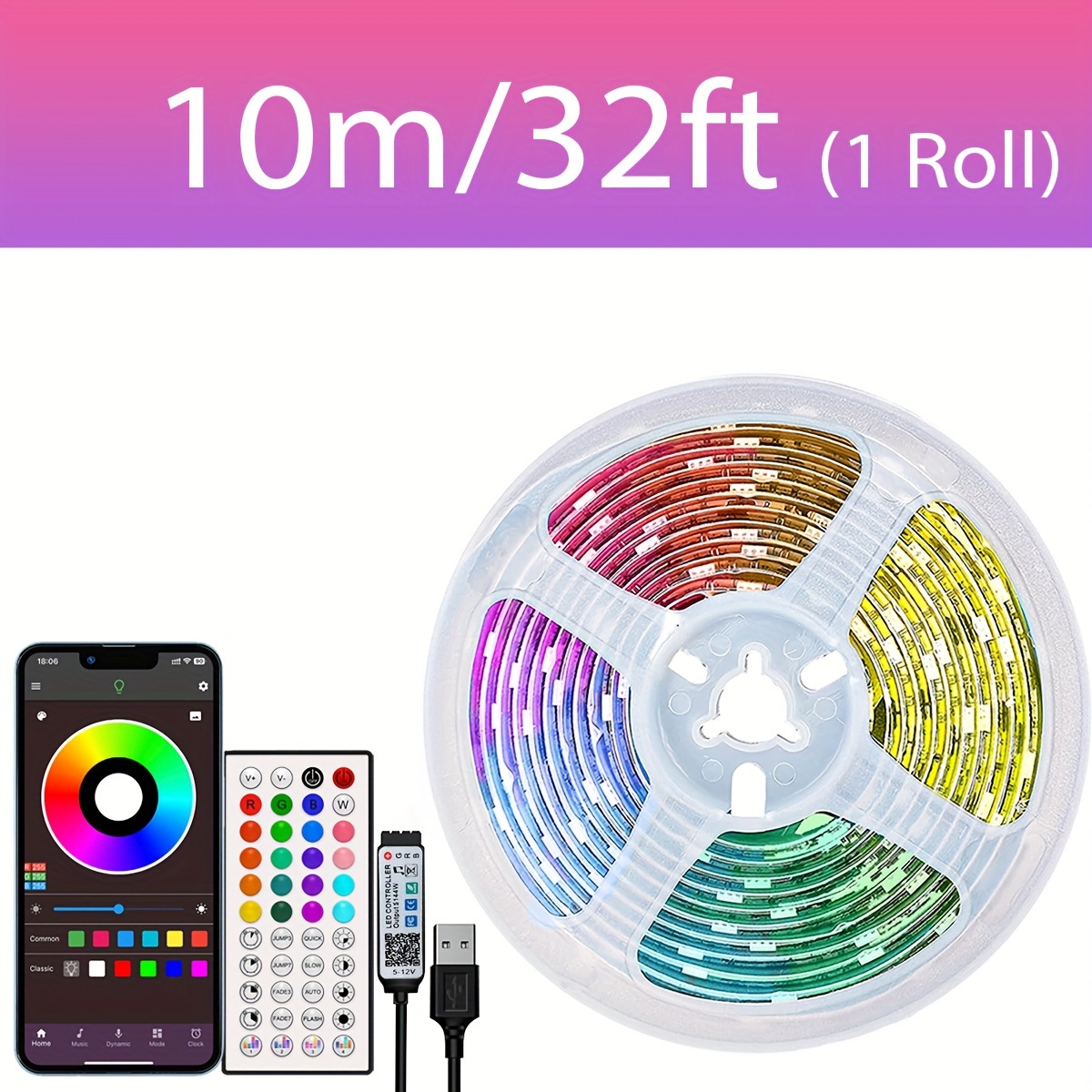 Smart Led Strip Lights Led Lights Bedroom Usb Port /60 - Temu United ...