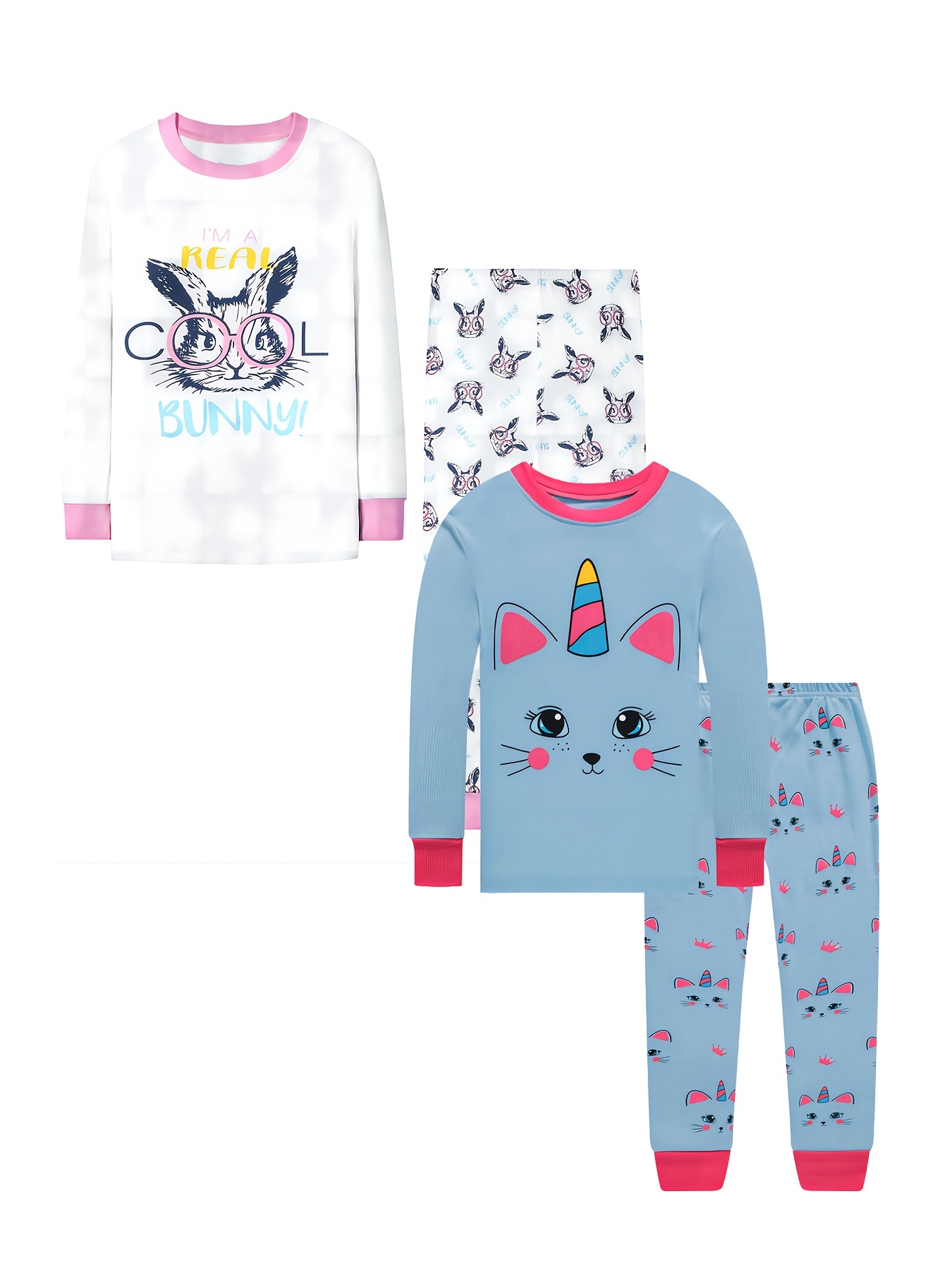 Toddler Kid Girls Trendy Pajama Sets Cartoon Glasses Rabbit - Temu Canada