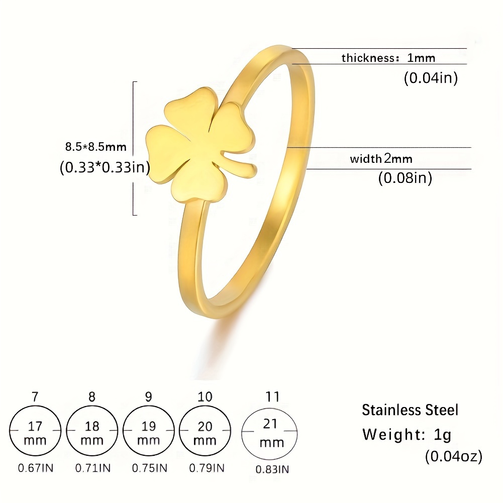 Lucky Clover Ring Monochrome Stainless Steel Finger Ring - Temu United ...