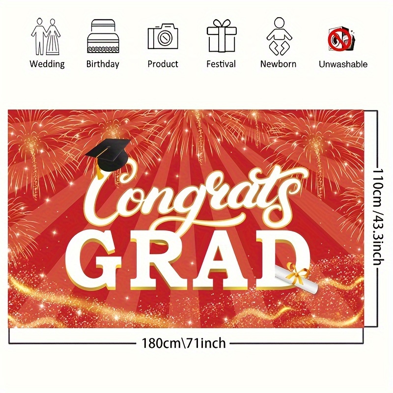 Red Congratulations Graduation Banner 2024 Graduation Party - Temu ...
