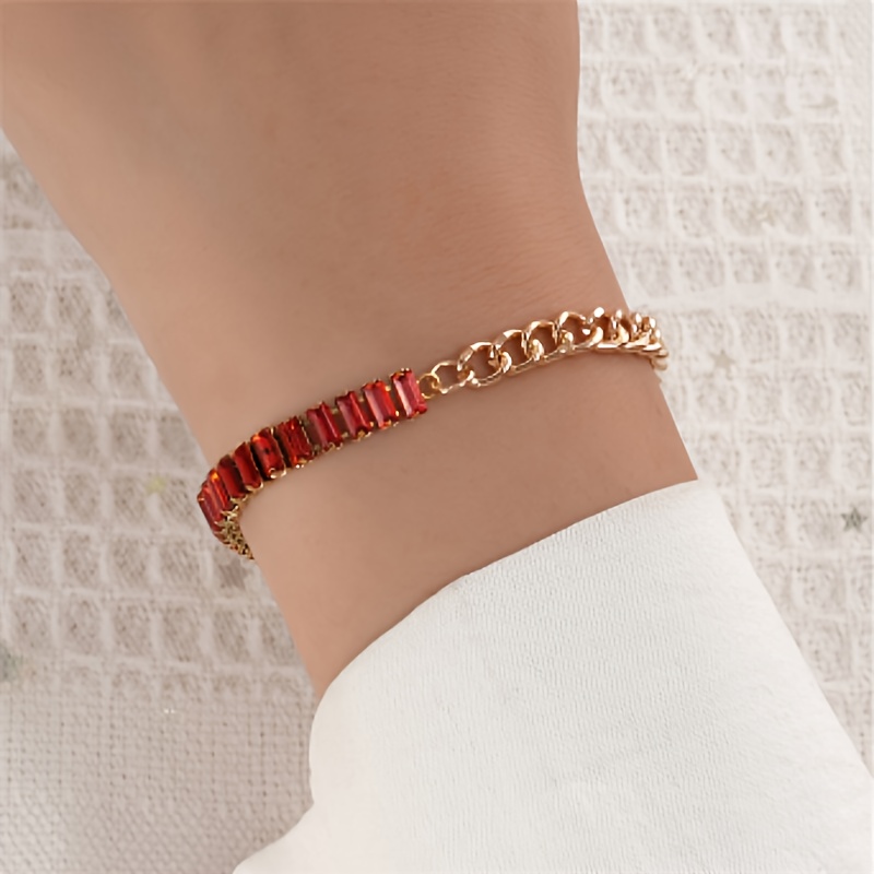Colorful Zircon Chain Bracelet Elegant Hand Chain Jewelry - Temu United ...