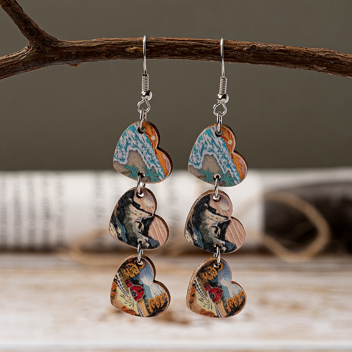 Vintage Heart Shape Beach Pattern Dangle - Temu United Kingdom