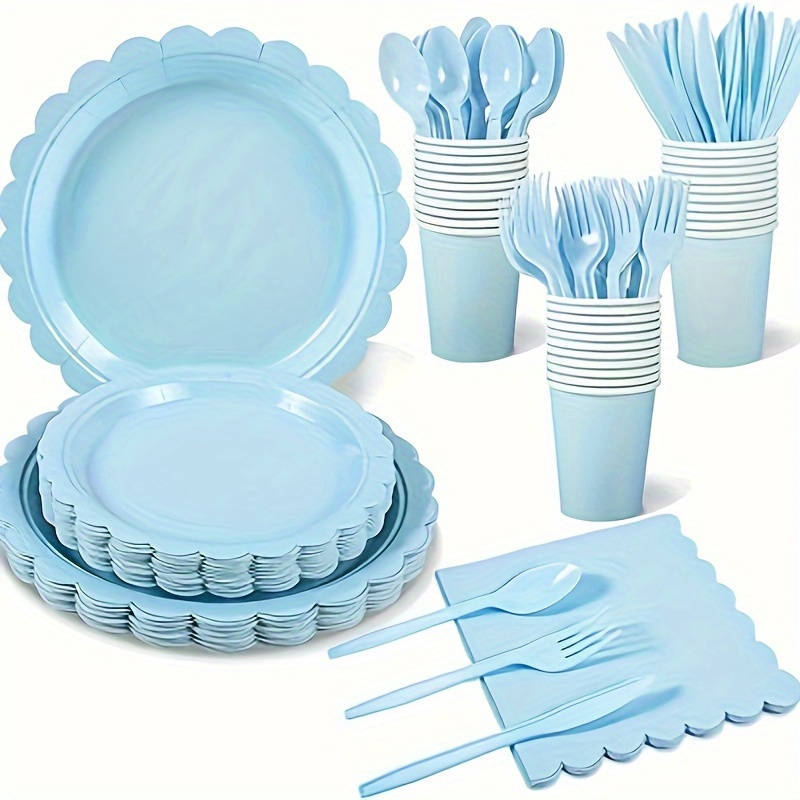 Blue paper plates and napkins store
