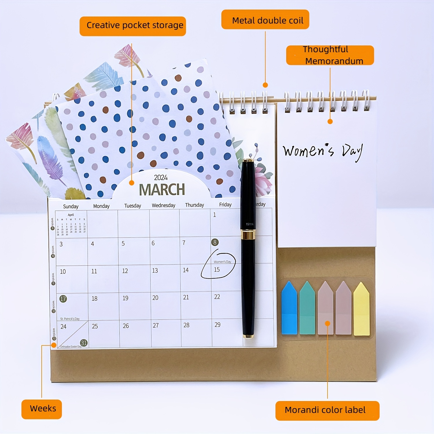 Calendrier Bureau Créatif Multifonctionnel En Français 2024 - Temu France