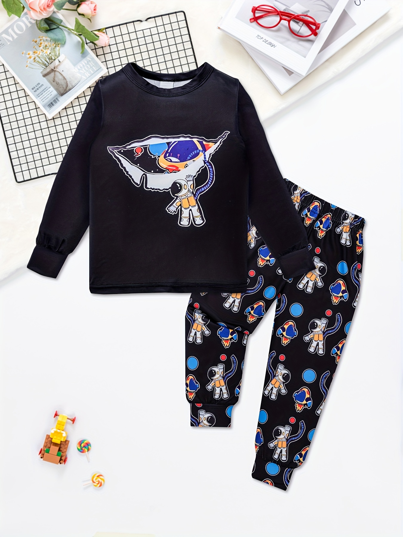 Toddler Kid Boys Trendy Pajama Sets Cartoon Astronaut - Temu South Africa