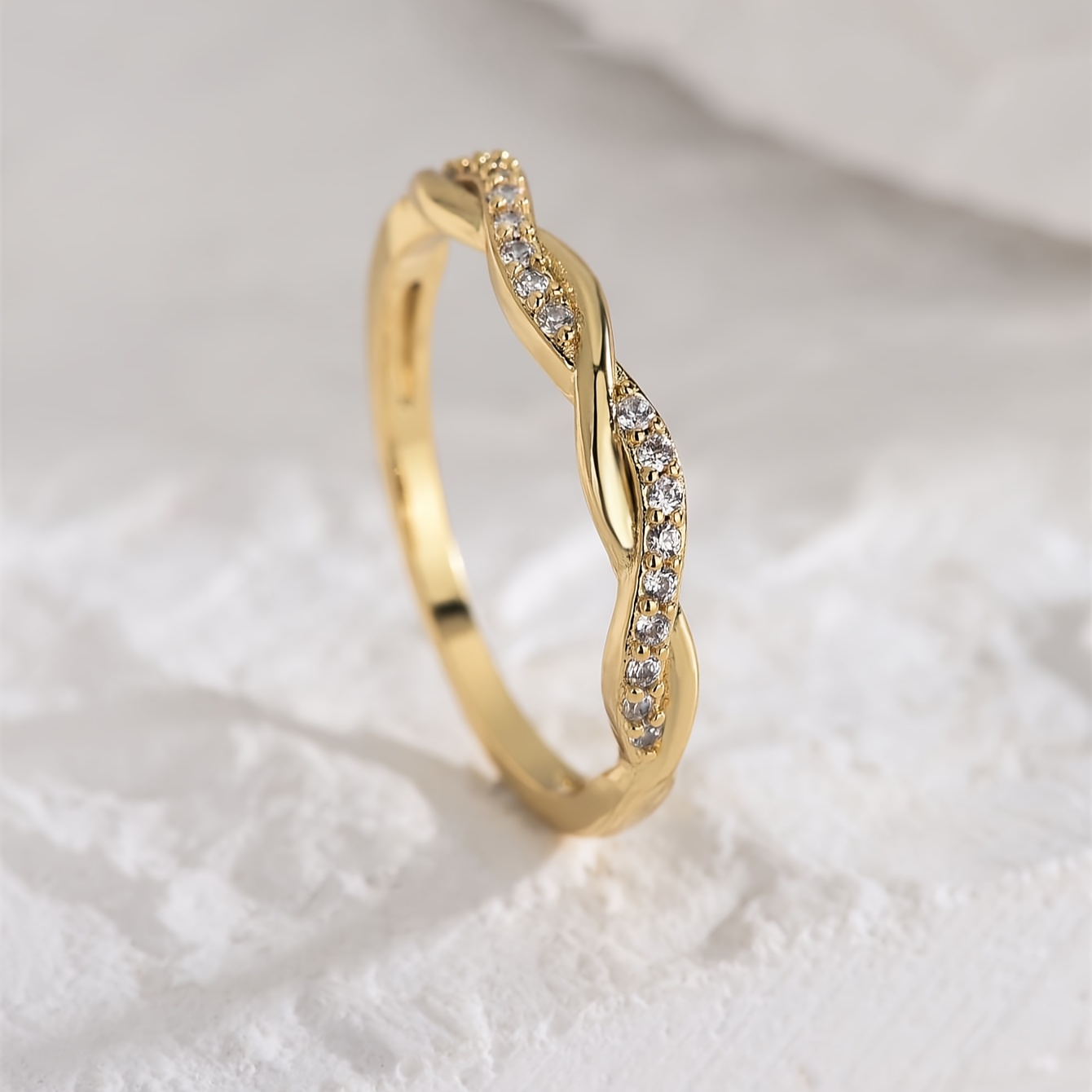 Classic Rhombus Zircon Ring Women Vintage Golden Color - Temu United ...