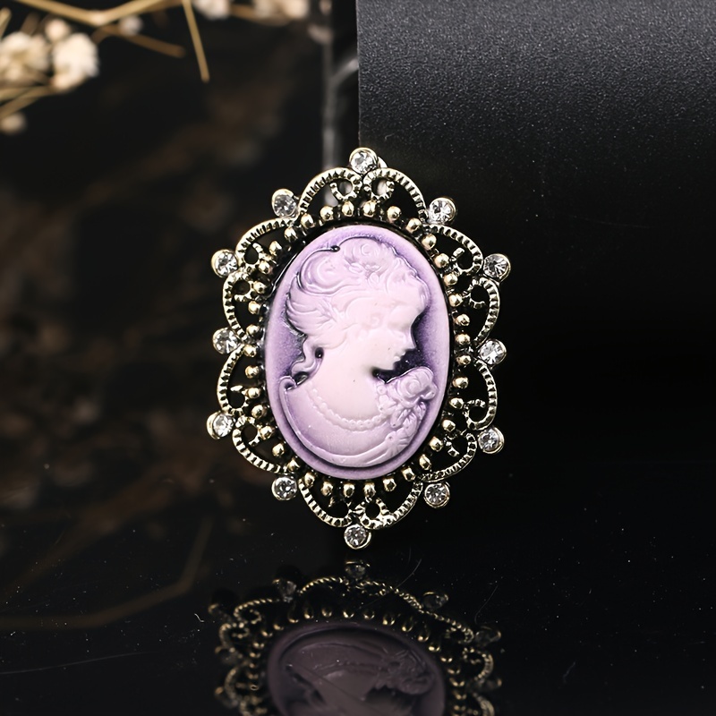 Vintage Style Beauty Head Cameo Pin Brooch Inlaid Shiny - Temu United ...