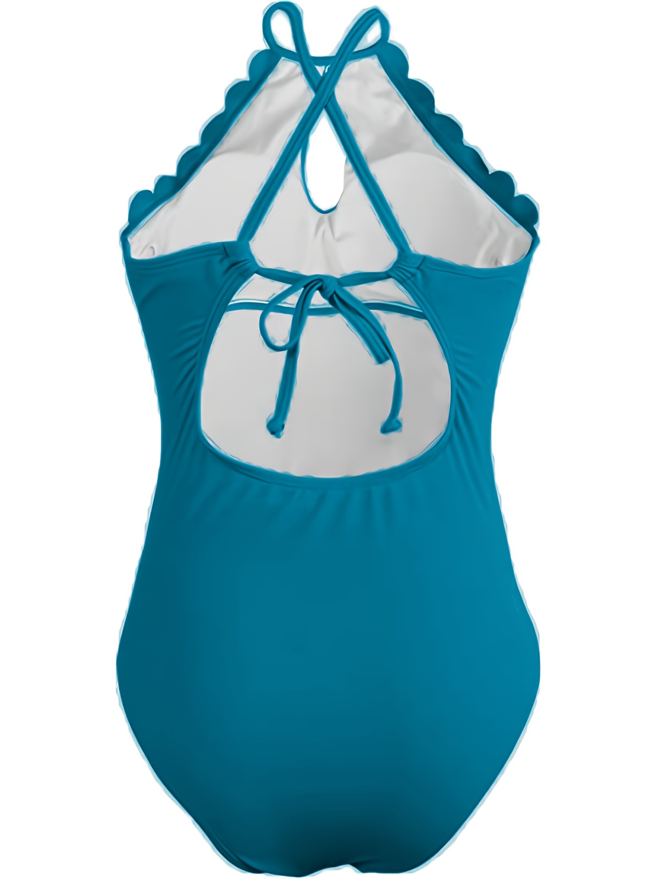 Bule Halter Neck Swimsuit High Cut Solid Color Tie - Temu