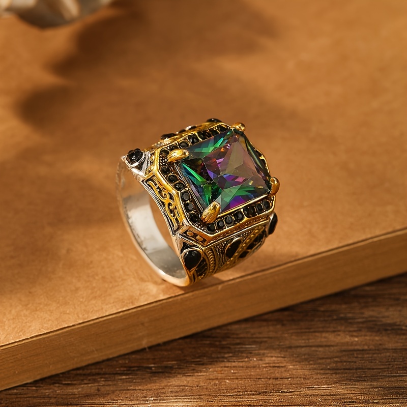 Retro Punk Gothic Style Two color Ring Colored Artificial - Temu United ...