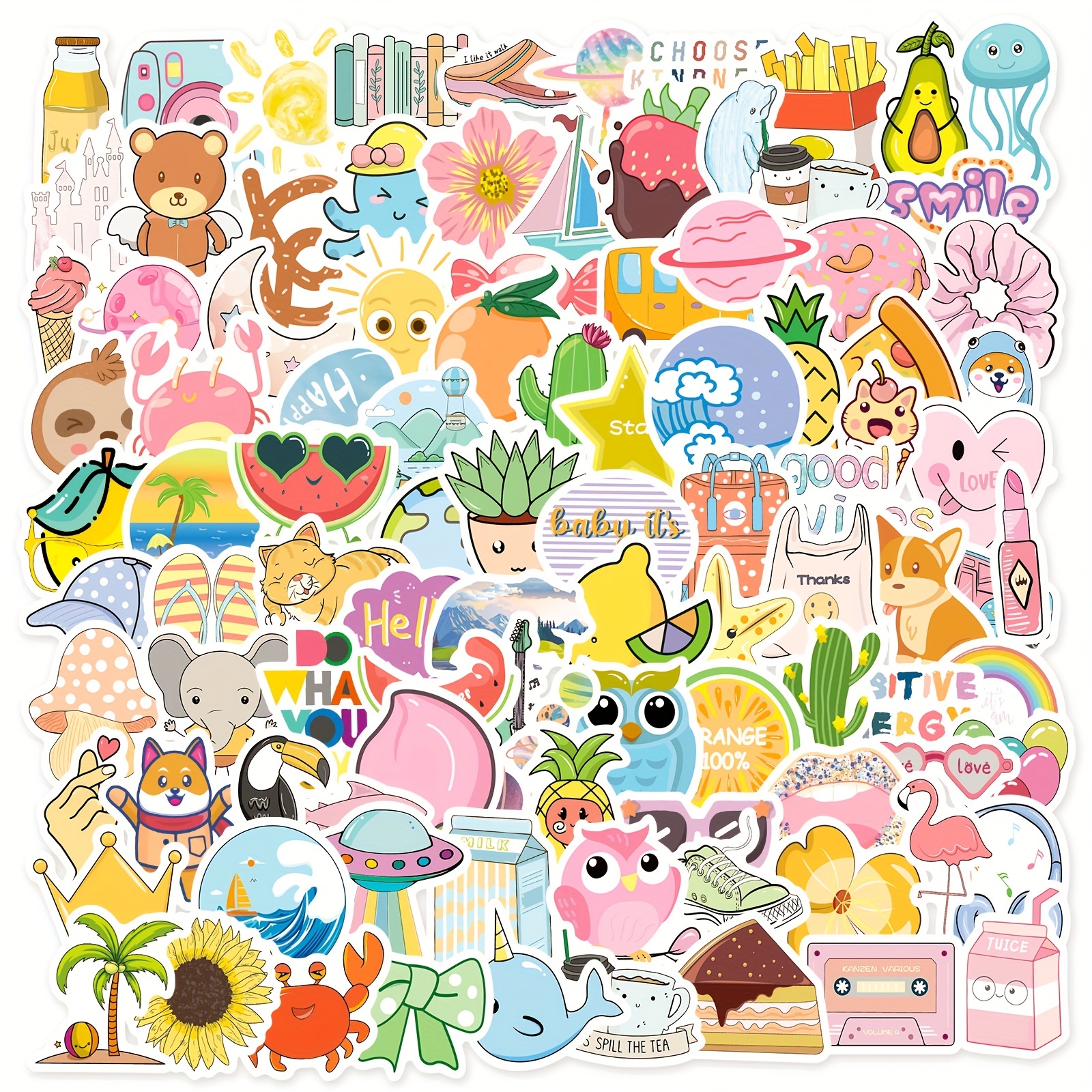 100pcs Cute Stickers Vinyl Waterproof Small Size Stickers For Teens And ...