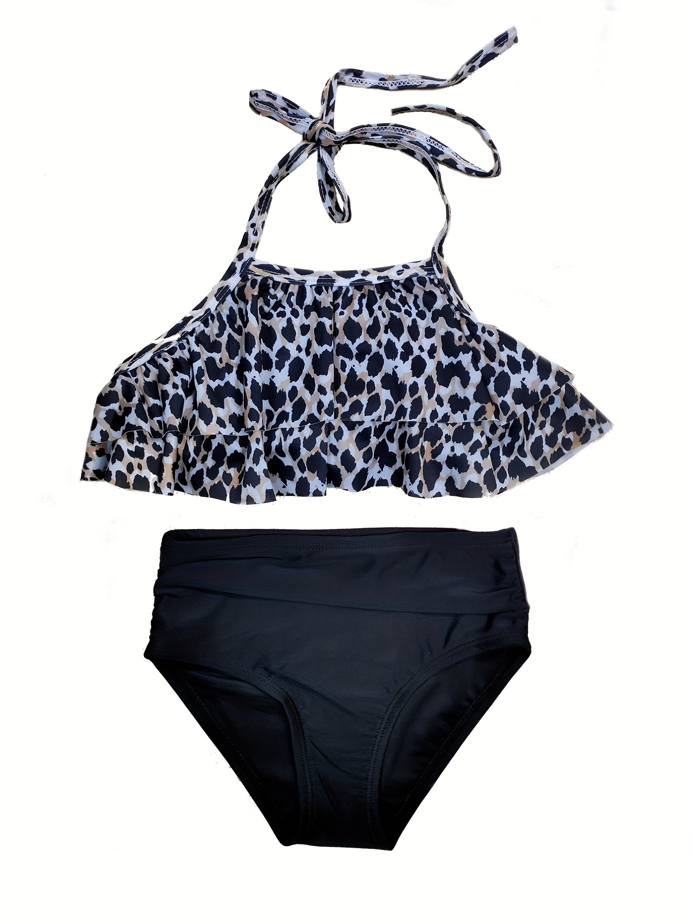 Toddler Girls Bikini Tankini Swimsuit Leopard Graphic Ruffle - Temu ...