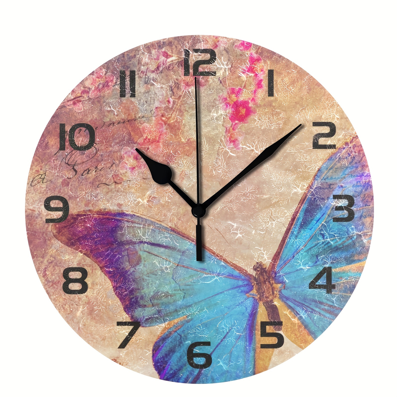Retro Animal Butterfly Decorative Wall Clock Round Clocks - Temu Australia
