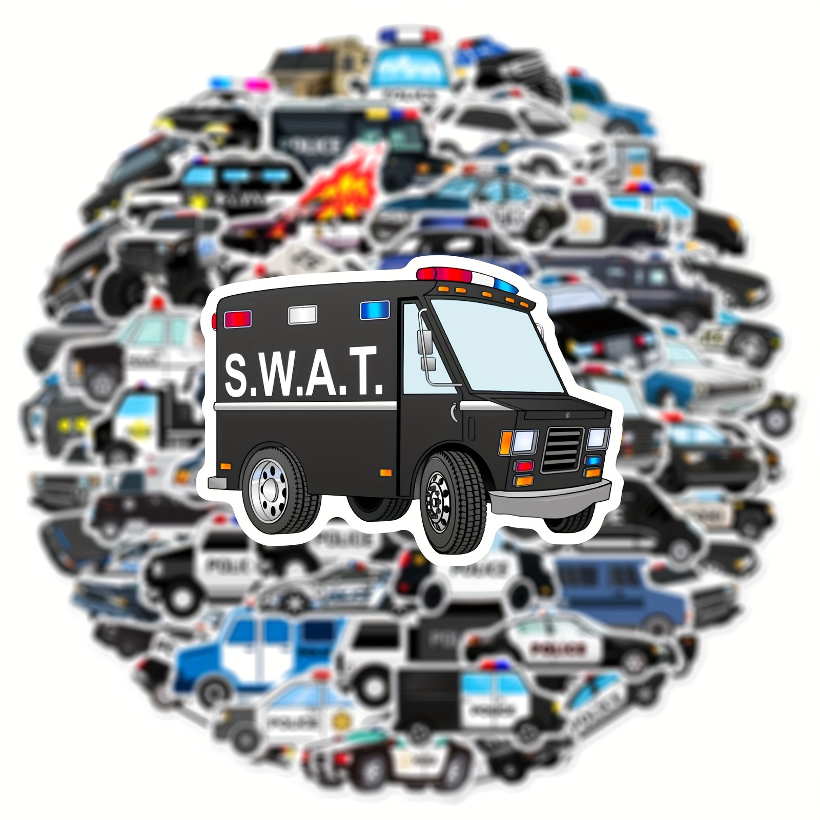 Cartoon Police Car Series Graffiti Stickers Suitable Laptop - Temu Ireland