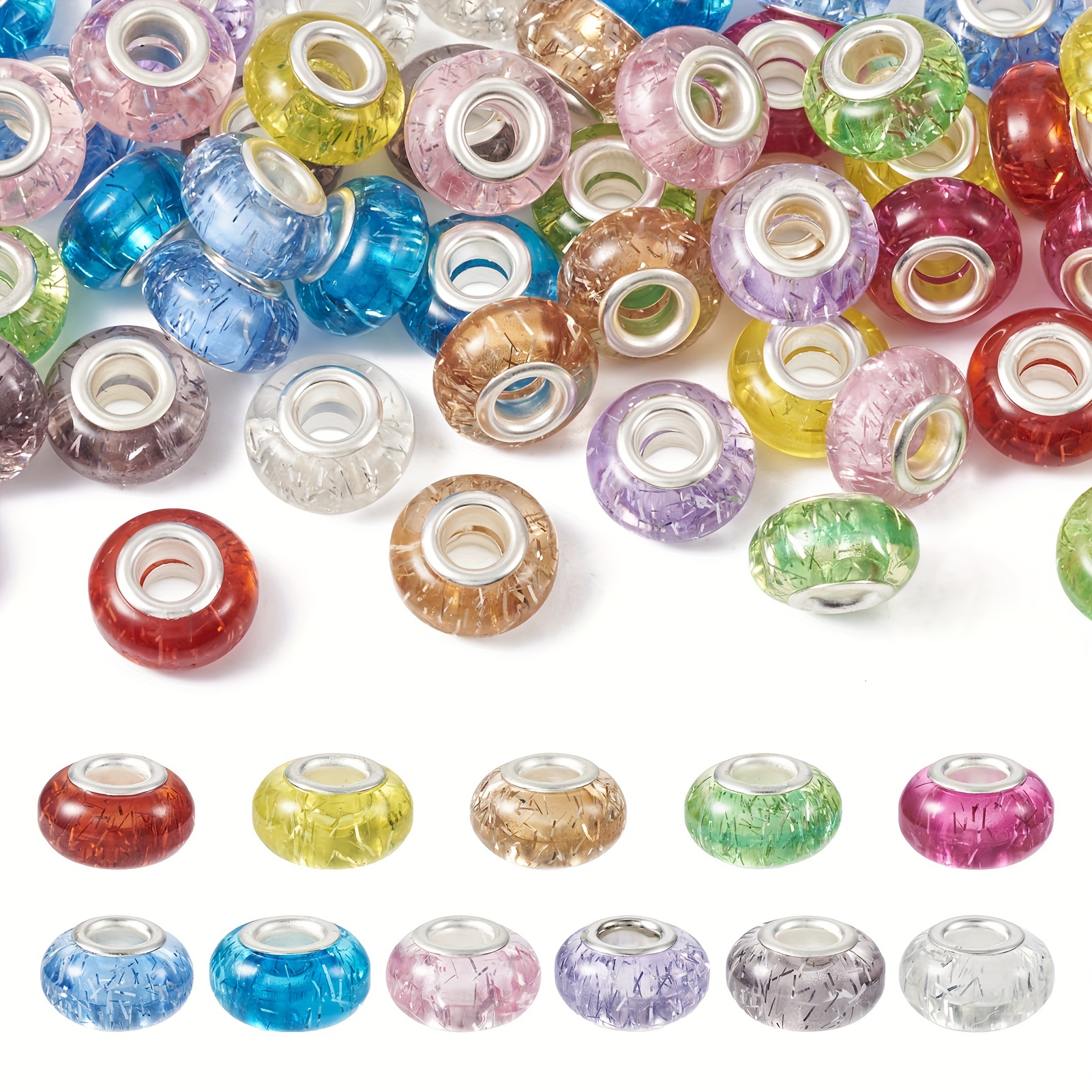 Mixed Color Resin Imitation Stone Beads, Rondelle Loose Spacer Beads ...