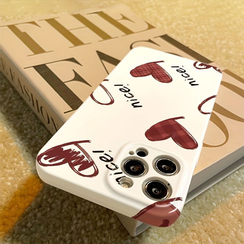 White Background Red Love Film Case All inclusive Precision - Temu ...