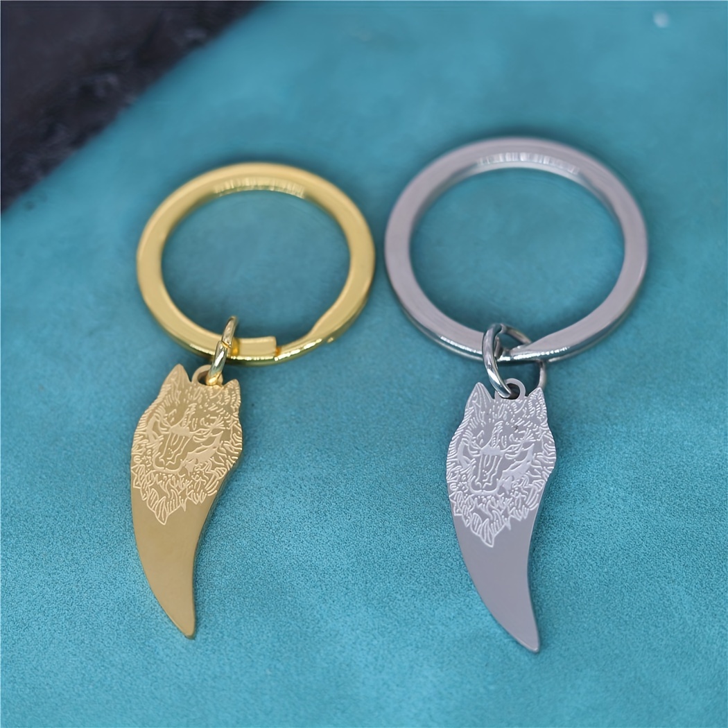 viking wolf fang keychain for men stainless steel scandinavian wild ...