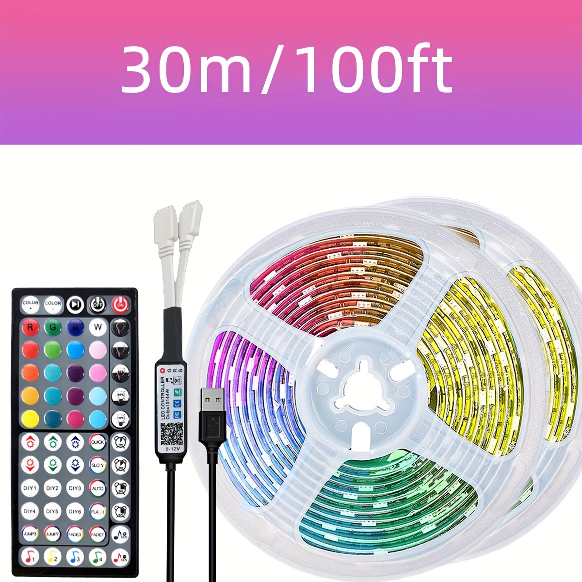 Led Strip Lights Smart App 60keys/44keys Remote Control Rgb - Temu ...