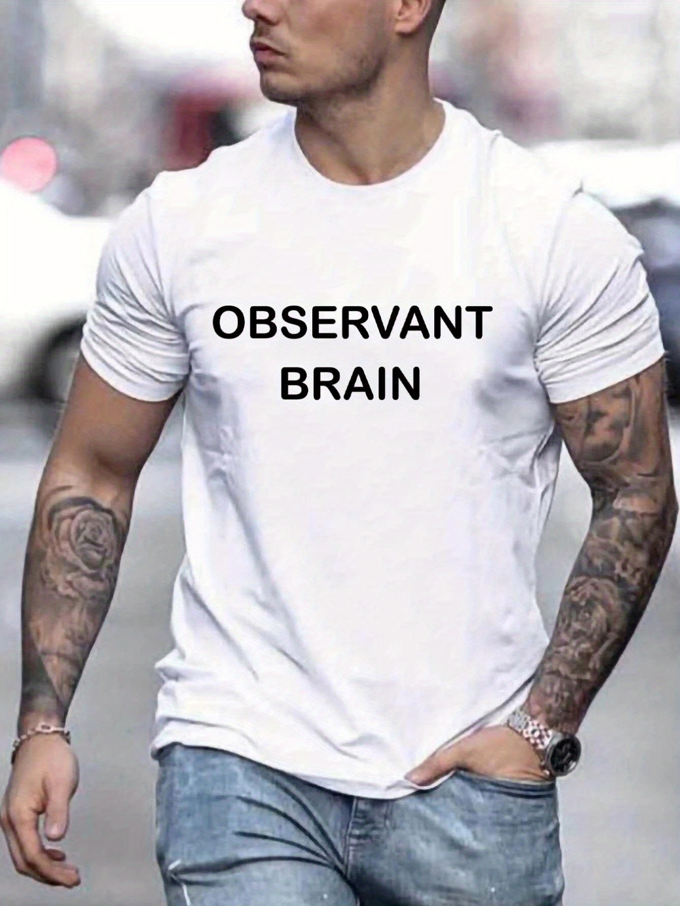 Stilvolles Brief Brain Muster Druck Herren T shirt - Temu Switzerland
