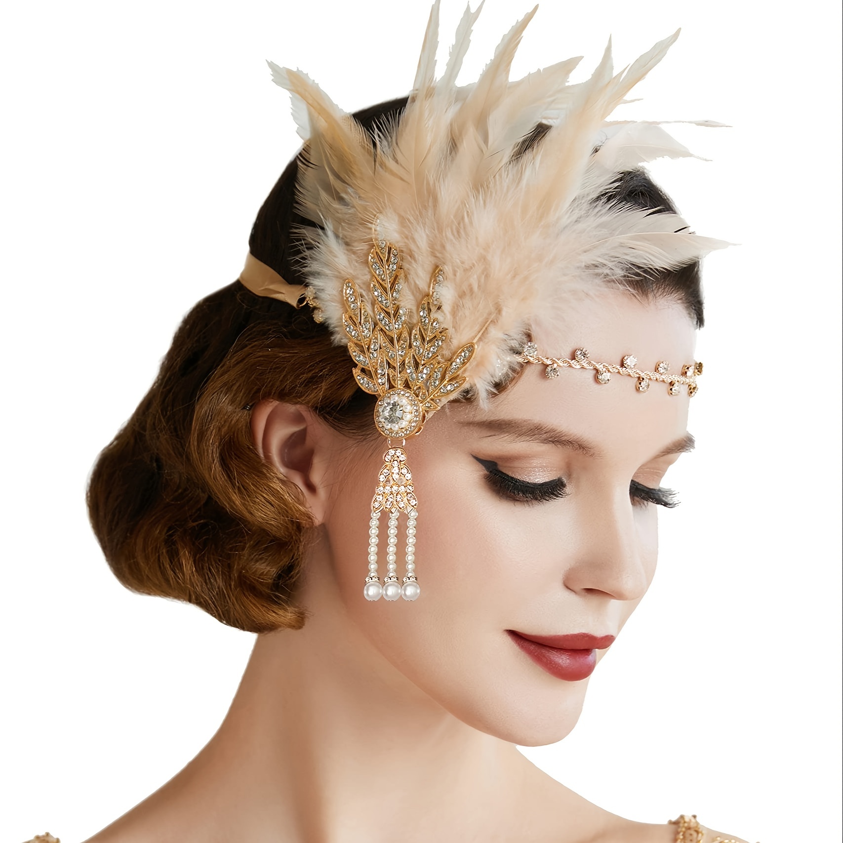 1920s style headband feather shape hair band - Temu Ireland