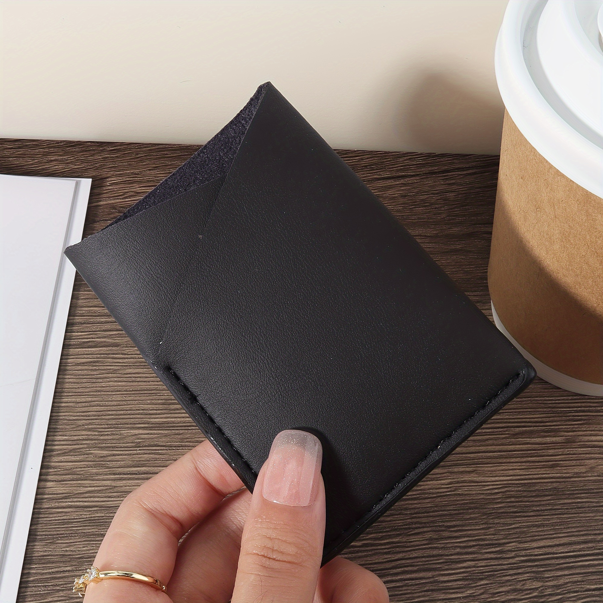 Simple Black Slim Coin Purse Portable Credit Card Holder - Temu Australia