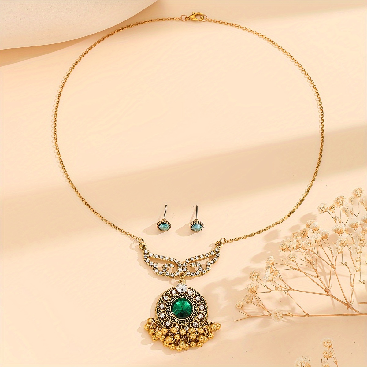 Earrings + 1 Necklace Boho Style Jewelry Set Retro Flower - Temu United ...