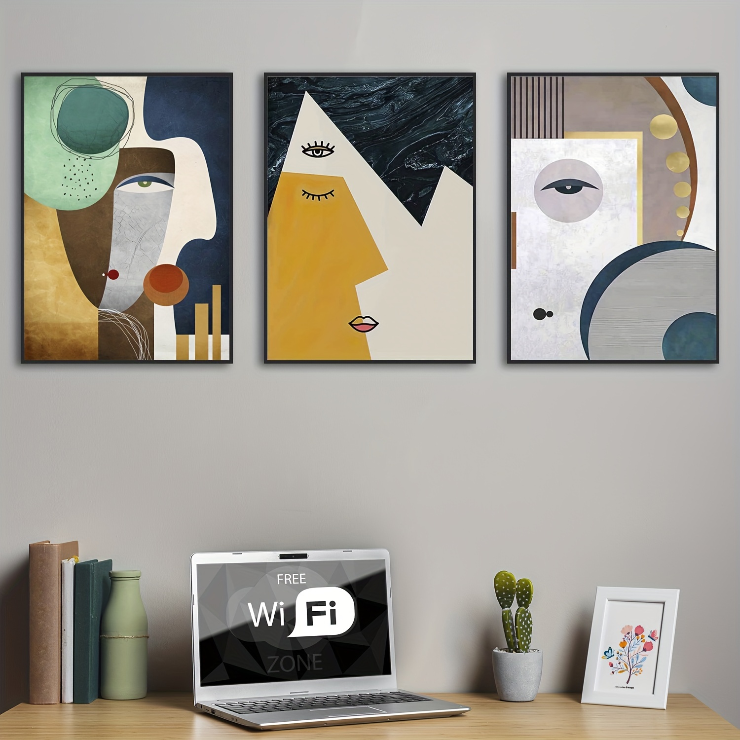Modern Abstract Figure Face Canvas Painting Nordic Geometric - Temu New ...