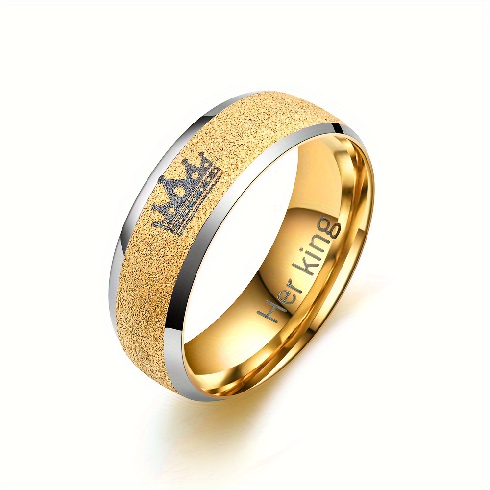 Stylish Stainless Steel Ring Cute Yellow Crown Design Couple - Temu Ireland