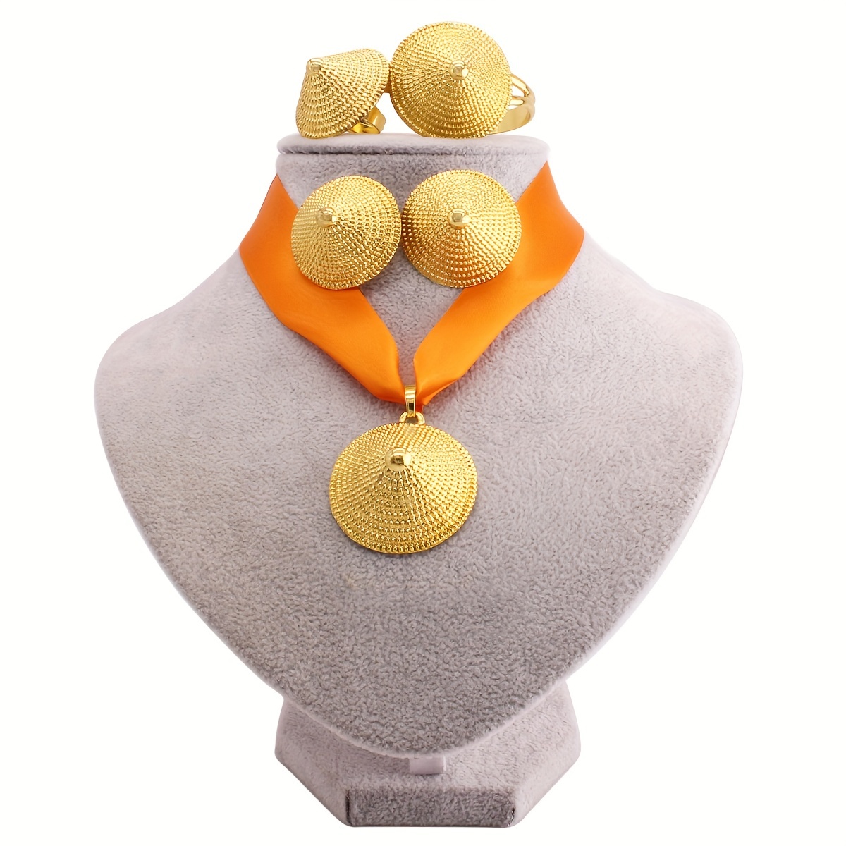 Earrings Necklace Bangle Plus Ring Traditional Bridal Jewelry Set 24k ...