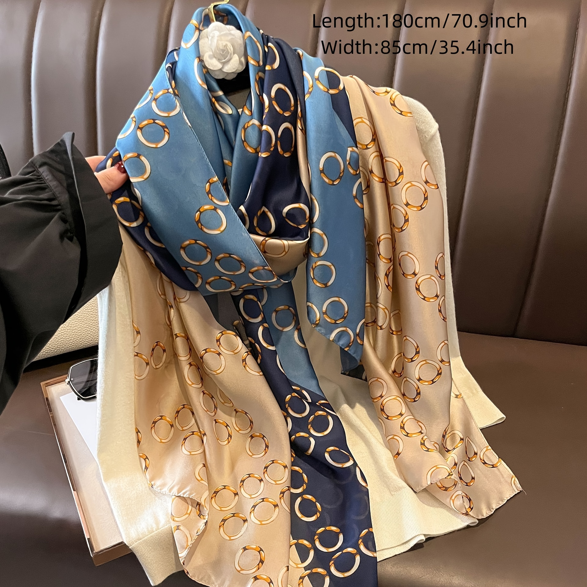 Vintage Print Silky Scarf Casual Thin Breathable Shawl - Temu United