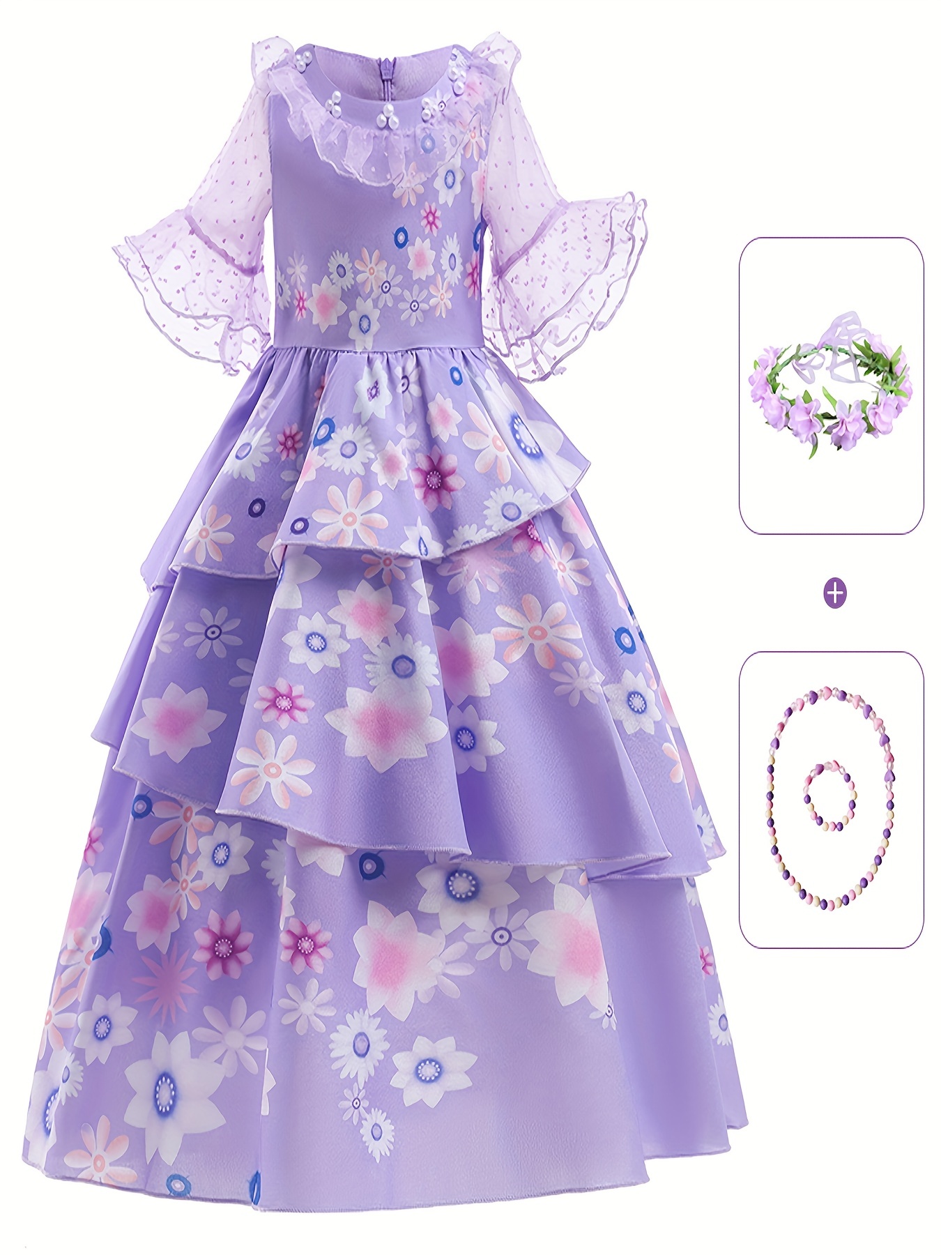 Floral Costume Dress Girls Lace Cloth Bag Flower Wreath - Temu New Zealand
