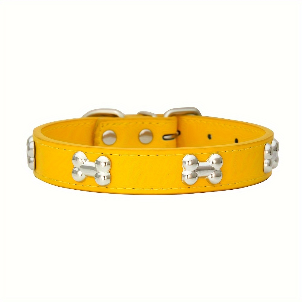 Pet Collar Pu Leather Bone Design Adjustable Neck Collar Cat - Temu Canada