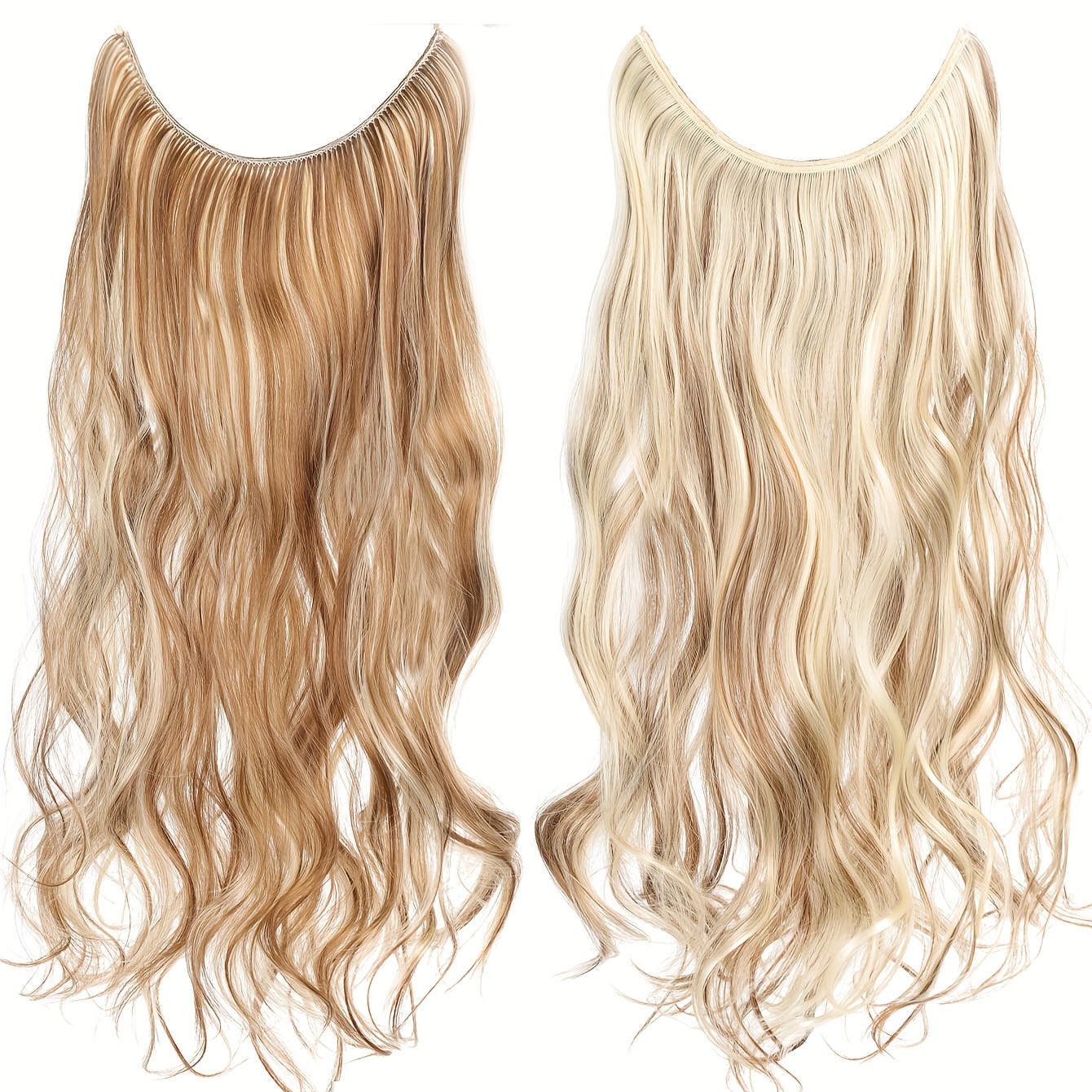 Synthetic Long Wavy Hair Extensions Invisible Wire Hair - Temu Canada