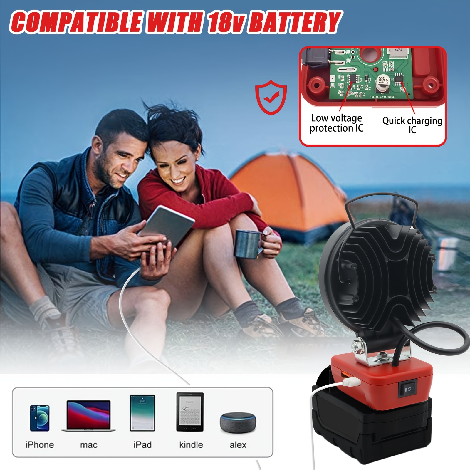 1개 투광 작업등 밀워키 Led용 33led 4000lm 저전압 보호 기능이 있는 18v20v M18 리튬 배터리 조명