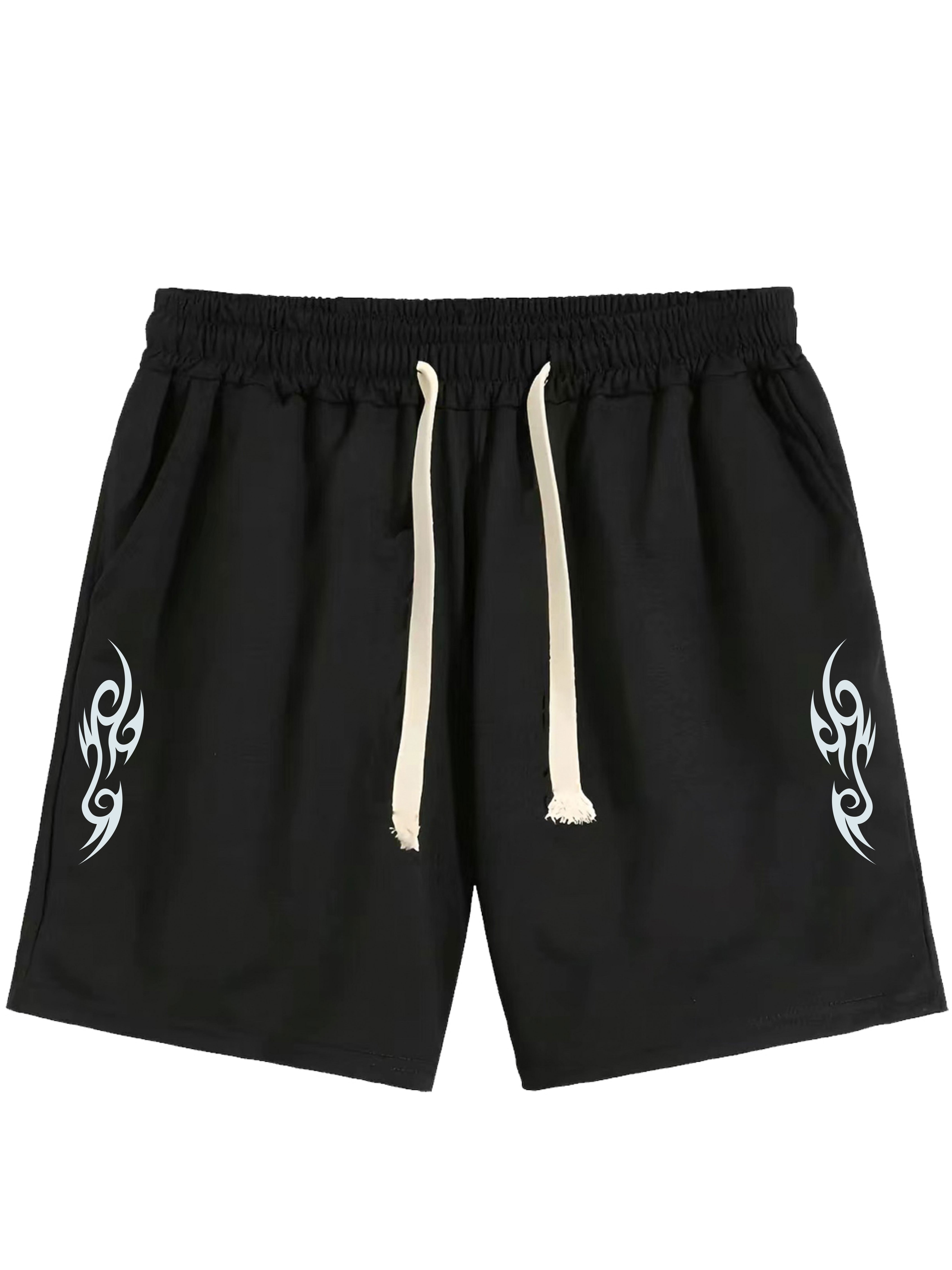 Lucky Cloud Pattern Casual Slightly Stretch Graphic Drawstring Shorts ...