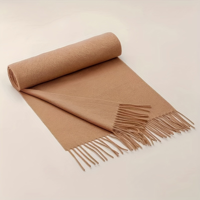 Unisex Mature Basic Wool Scarf Solid Color Soft Warm Tassel - Temu New ...