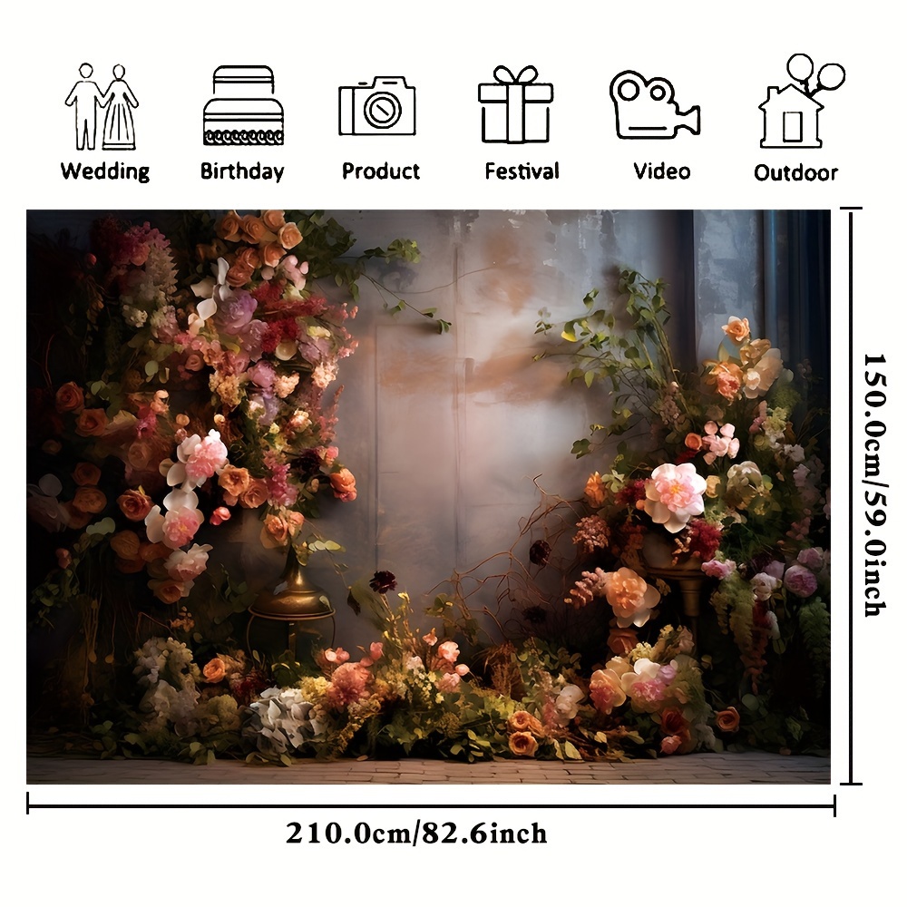 Romantic Wedding Photography Backdrop Vinyl Floral - Temu New Zealand