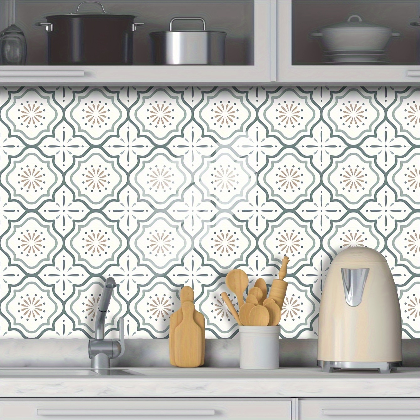 Tile Wall Stickers Boho Imitation Tile Floor Sticker Diy - Temu Australia