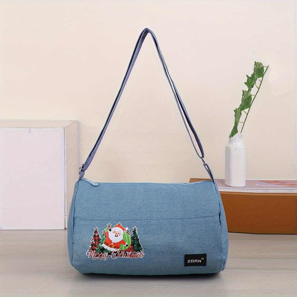 Christmas Santa Claus Pattern Cylinder Bag Cartoon Denim - Temu United ...