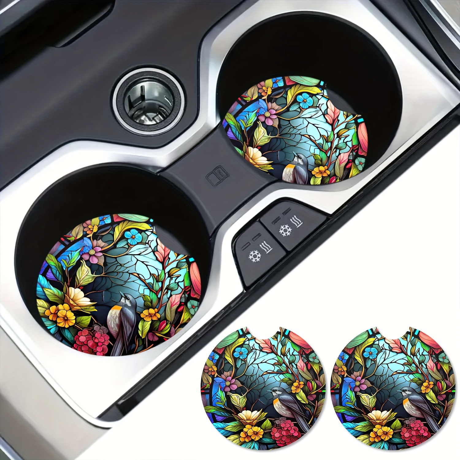 Two Pieces Glazed Bush Bird Coaster Car Cup Holder Coaster - Temu Australia