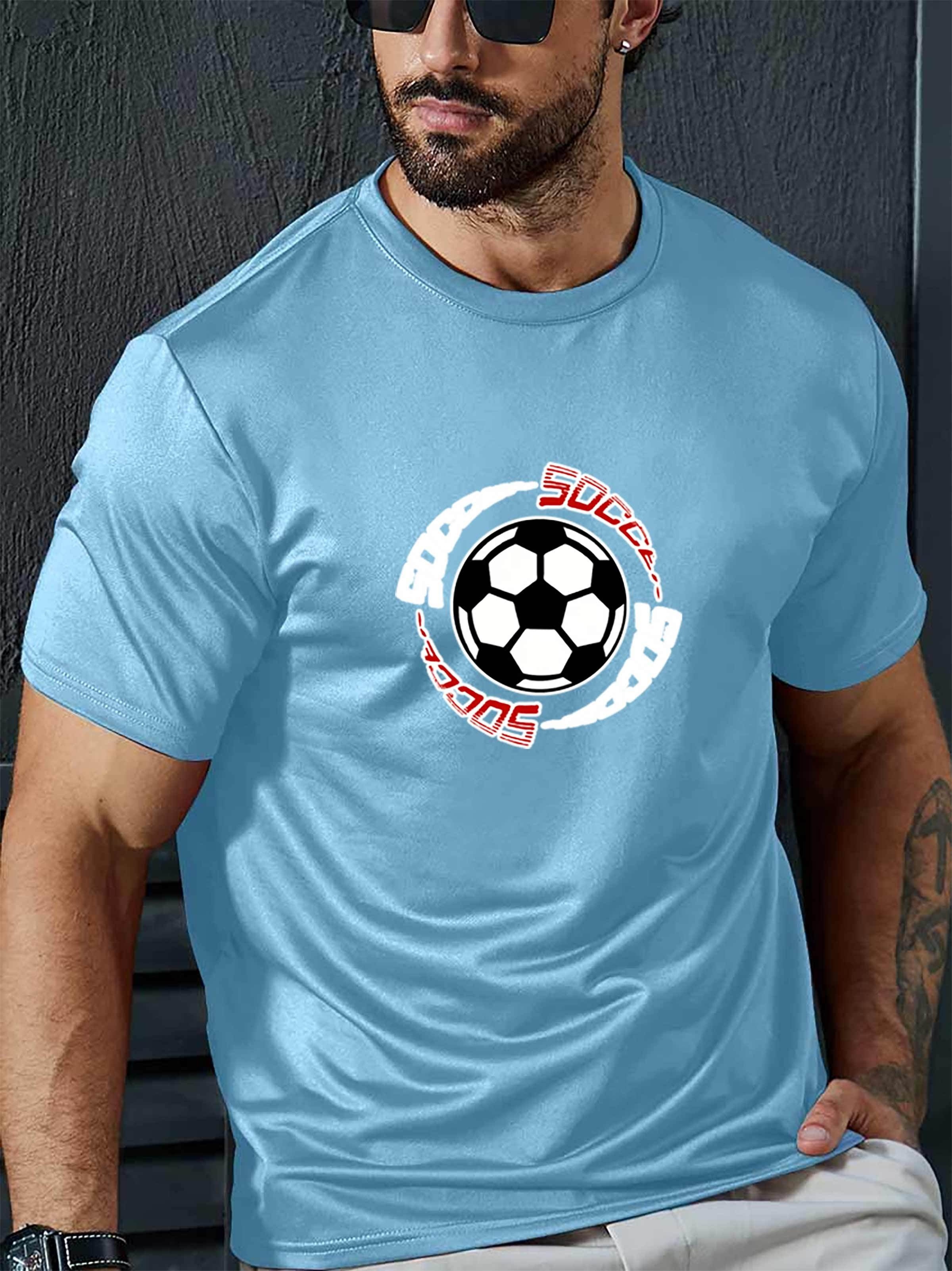Plus Size Men's Soccer Graphic Print T shirt Casual Short - Temu Australia